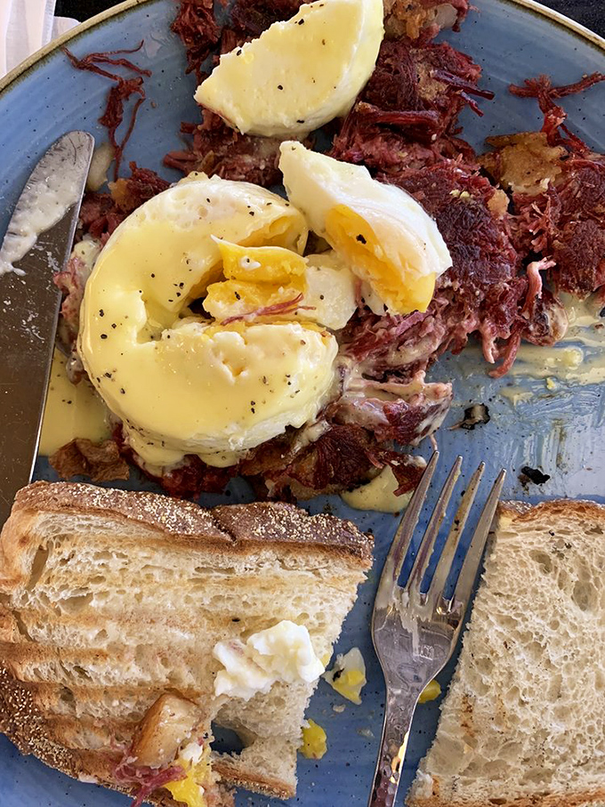 Fork-ready perfection: When the yolk breaks and cascades over that glorious hash like sunrise over the Georgia mountains.