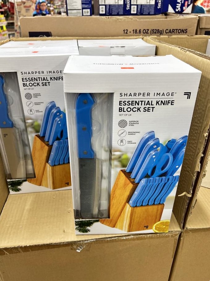 Knife sets that would make celebrity chefs nod in approval. The blue handles add a pop of color to your kitchen—and your chopping technique.