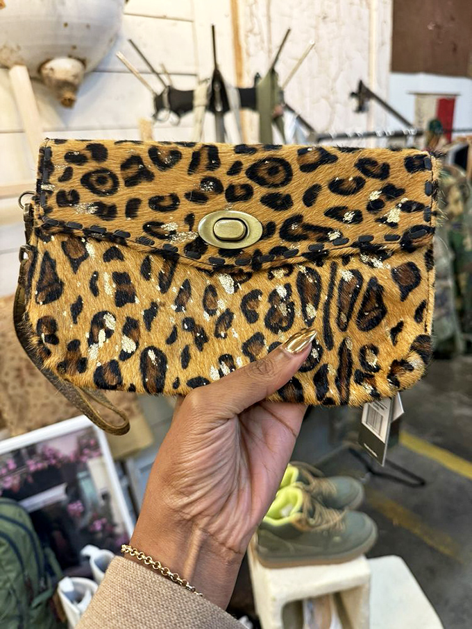 A leopard-print clutch that screams both "vintage find" and "I might have seen this in a Kardashian closet tour."