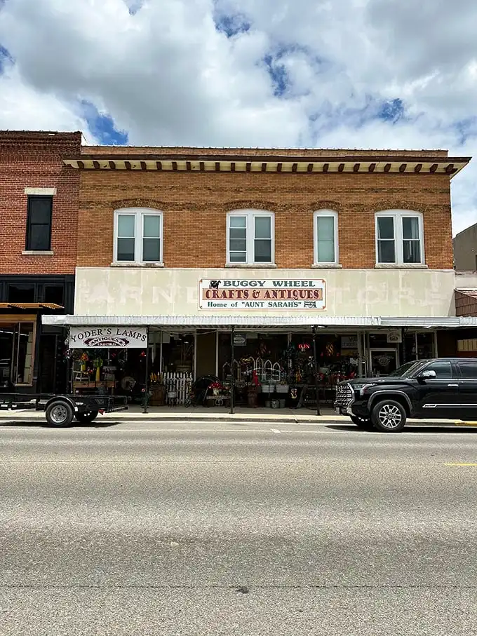 At Buggy Wheel Crafts & Yoder's Lamps, "Aunt Sarah's" treasures await—where your grandmother's antiques and great-grandmother's necessities peacefully coexist.