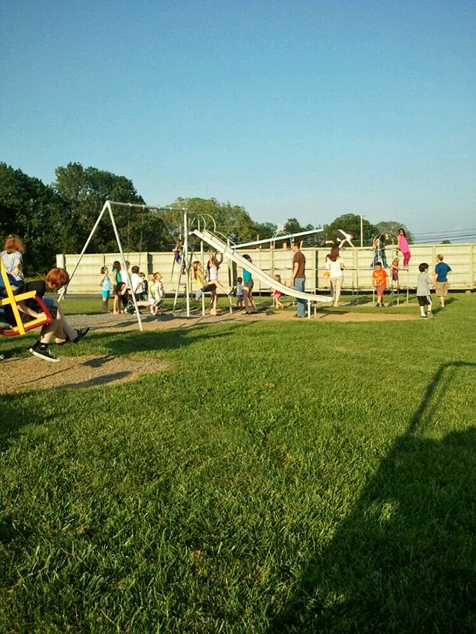 The playground: where kids burn off energy before showtime, creating their own adventures while waiting for Hollywood's to begin.