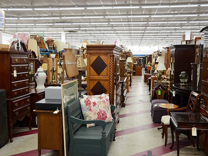 Where vintage furniture dreams are made and storage unit nightmares begin—each piece silently promising it would look perfect in that corner of your living room.