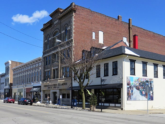 Connersville's charming main street looks like it belongs on a postcard – one you could afford to mail on a fixed income!