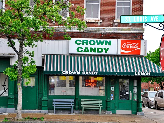 Crown Candy's vintage green awning has been sheltering sweet tooths and sandwich lovers for generations.