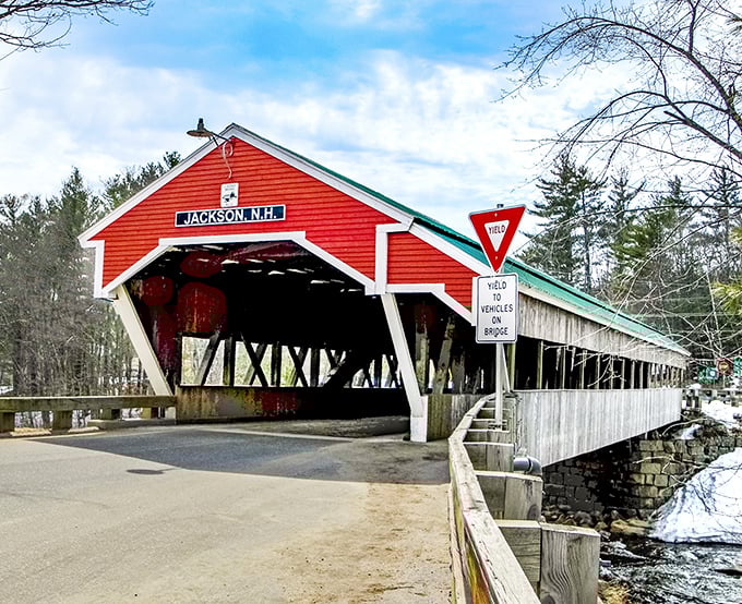 Jackson's iconic covered bridge – where countless marriage proposals have happened and every season looks like a calendar shoot.