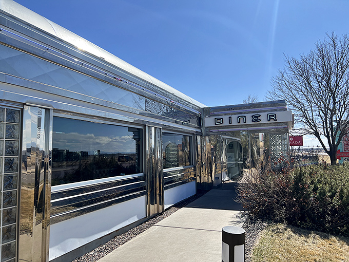 Moonlight Diner's retro sign promises stellar breakfasts, even in broad daylight.