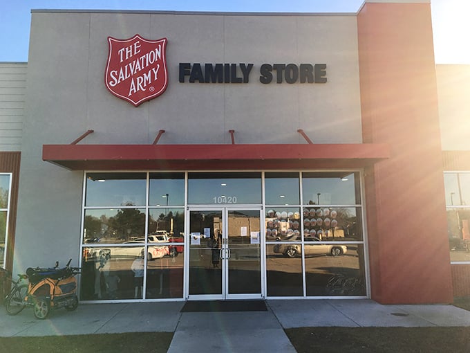 The Salvation Army's modern storefront houses an organized oasis of second-chance treasures waiting to be discovered.