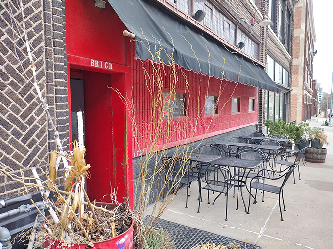 The Brick's crimson façade signals passion – exactly what goes into every burger served in this Kansas City landmark.