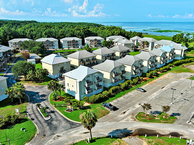 From above, Daphne's residential areas show why Alabama's coast offers the views of Florida without needing a Florida-sized bank account.