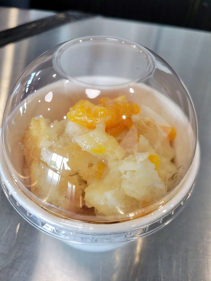 A fruit-filled delight that captures summer's essence in every spoonful. Peach cobbler in ice cream form is Kentucky's answer to the heat wave blues.
