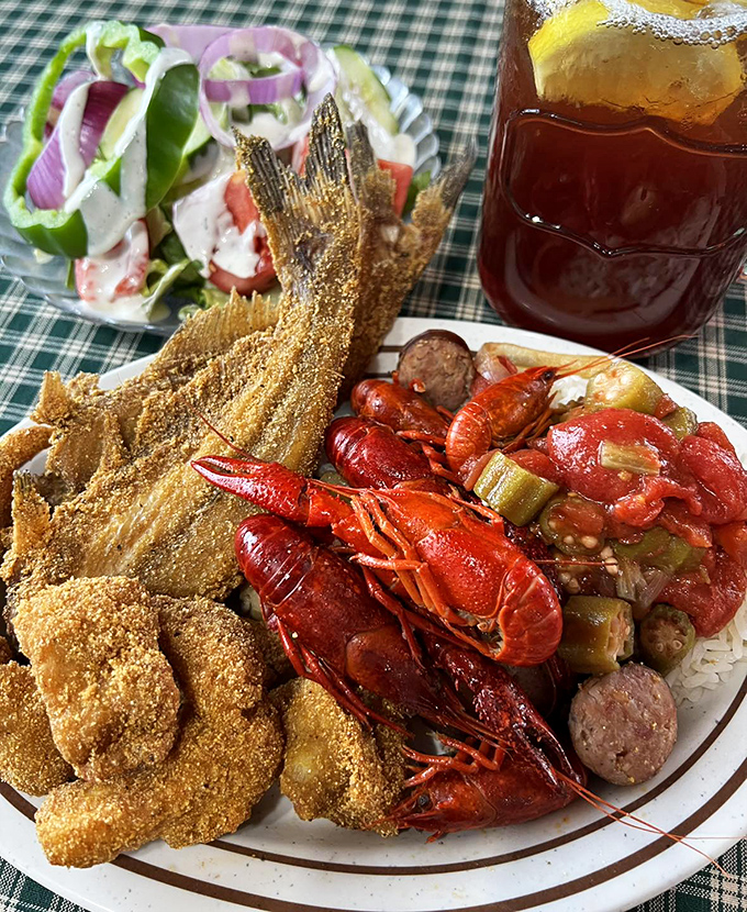Crispy catfish, crawfish, and all the fixings – a seafood celebration that brings the bayou to your buffet plate.