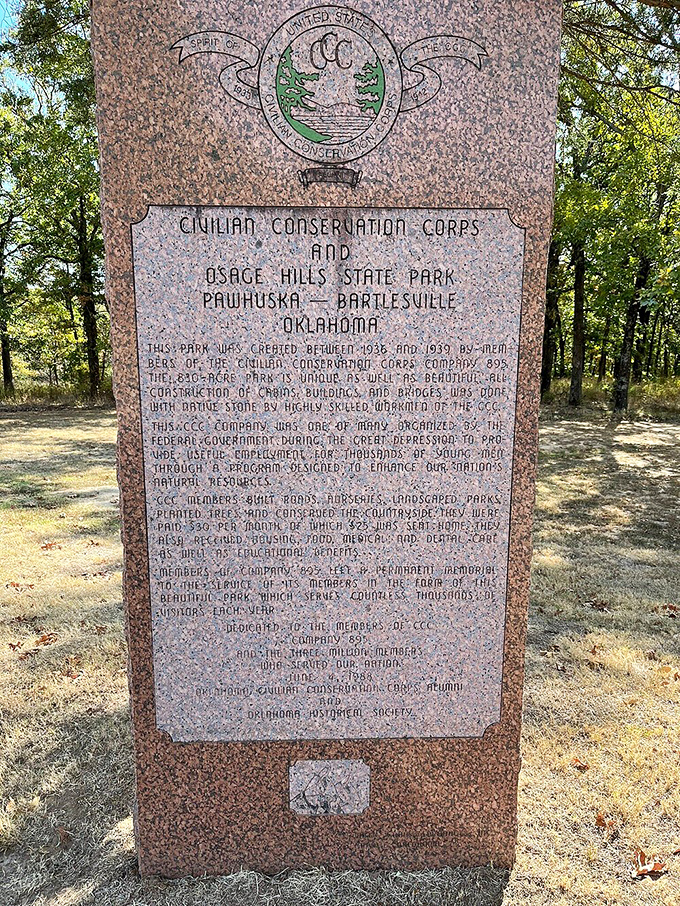 This CCC memorial stands as a testament to the greatest generation's gift to future Oklahomans—a park built to last centuries.