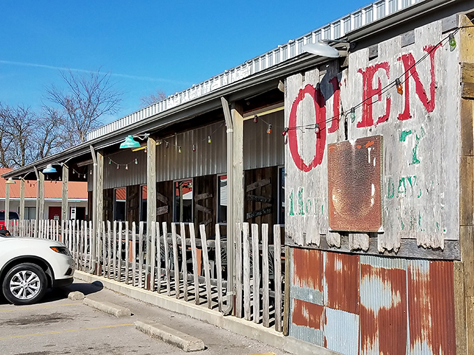 Dowd's rustic wooden exterior looks like it was assembled from pieces of local history and Ozark charm.