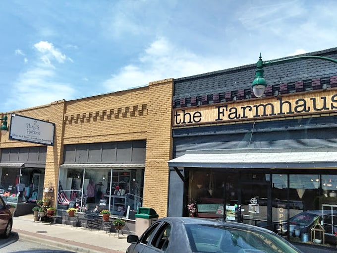 Nestled between vintage neighbors, Thrift Harbor invites sidewalk browsers to drop anchor and explore its curated treasures.