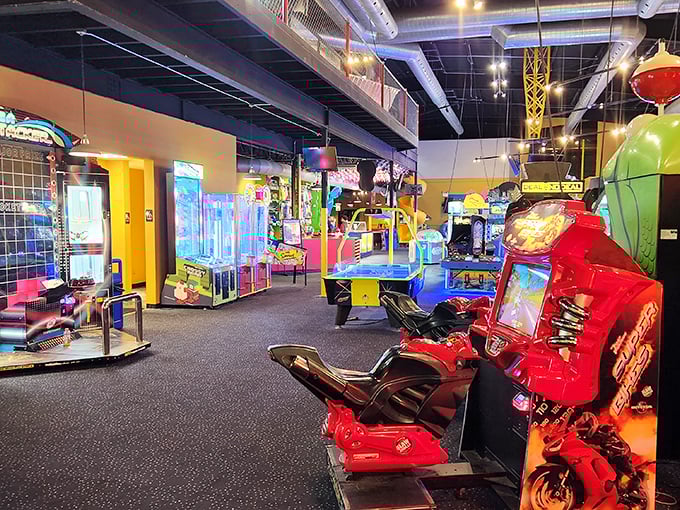 Flashing lights and electronic melodies – the arcade's siren song that somehow makes quarters disappear faster than magic.