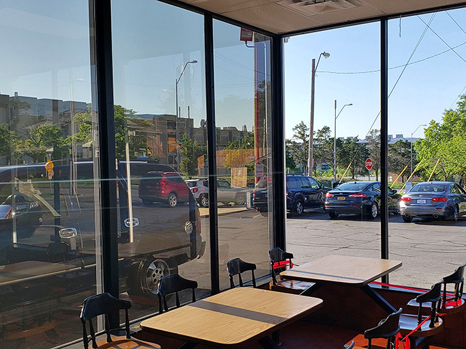 The dining area's utilitarian charm says, "We put our effort into the food, not the furniture." And that's exactly as it should be.