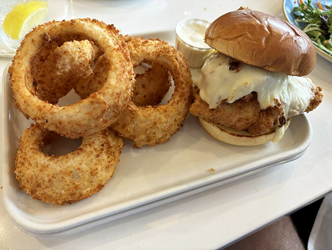Those onion rings are the backup singers to this fish sandwich's lead vocal – perfectly crisp, perfectly sized, perfectly everything.