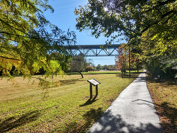 Green River Park's walking path invites you to slow down and notice things – like how Kentucky sunlight filters through trees in a way that feels like a blessing.