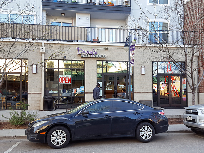 Doug's Day Diner blends perfectly into downtown Loveland – the Clark Kent of breakfast spots hiding superhero-sized portions.