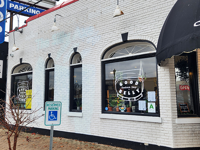 The white brick façade of Good Belly beckons like a culinary lighthouse on Dundee Road. Simple, unpretentious, and promising delicious treasures within.