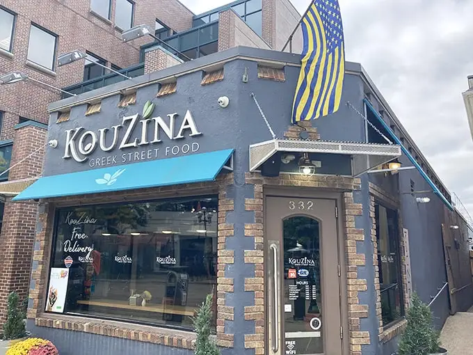 The blue awnings and Greek flag announce your arrival at flavor central. This corner of Royal Oak might as well be a portal to Athens.