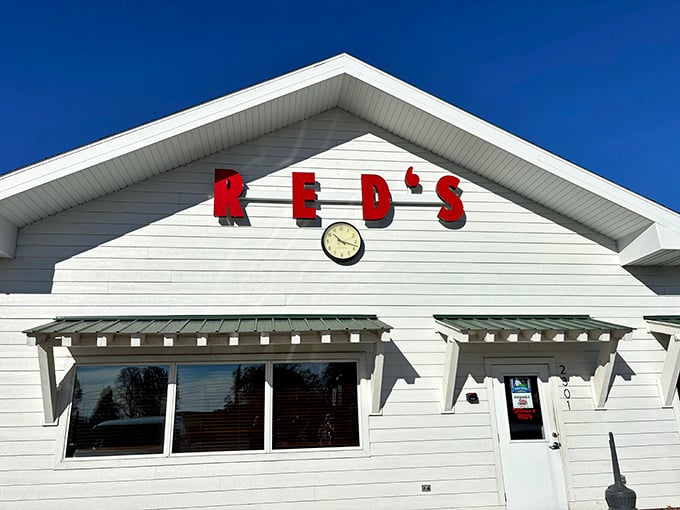 The storybook white facade with bold red letters promises the kind of all-American meal that makes nutritionists weep and food lovers rejoice.