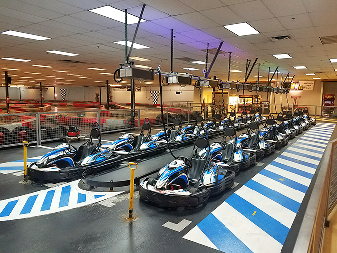 The unassuming exterior hides Columbus's temple of speed. Like finding a Ferrari engine in your grandmother's sedan—surprising thrills await behind these checkerboard walls.