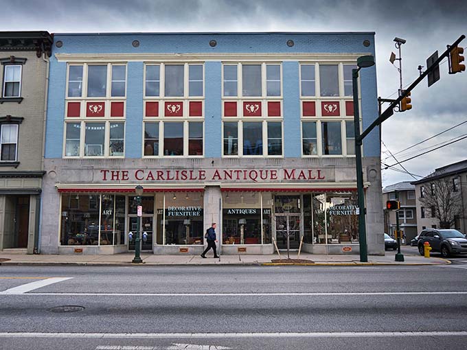 The striking blue façade of The Carlisle Antique Mall looks like the cover of a classic novel you can't wait to open.