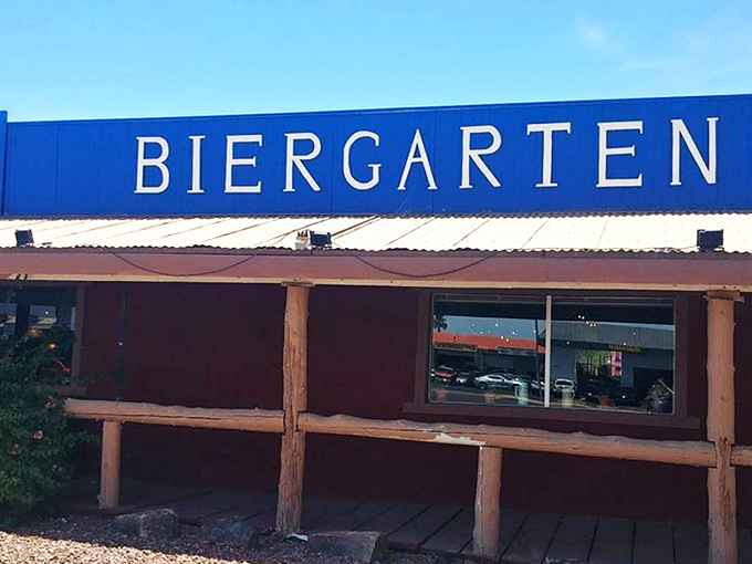The unassuming exterior of Edelweiss Biergarten might make you wonder if your GPS has a sense of humor, but trust me—culinary treasures await within.