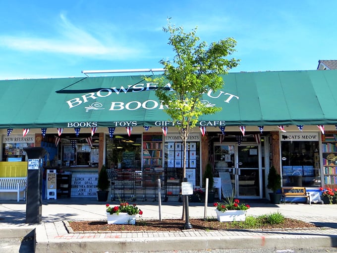 The iconic teal awning of Browseabout Books beckons like a literary lighthouse on Rehoboth Avenue, promising treasures for the mind within.