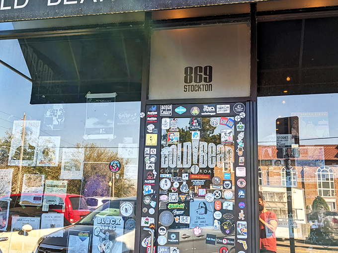 Bold Bean's unassuming brick exterior with navy awnings is like that friend who dresses simply but always has the most interesting stories to tell.