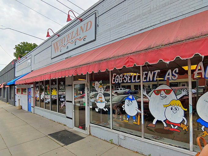 The unassuming storefront that's launched a thousand breakfast dreams. Waveland Cafe's exterior promises nothing fancy—just honest-to-goodness Iowa morning magic.