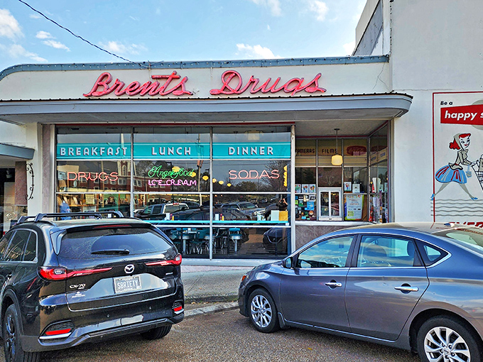 That iconic neon sign promises more than just a meal—it's a time machine disguised as a diner in the heart of Jackson.