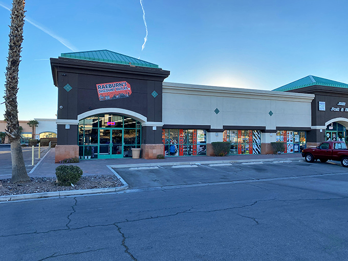 The unassuming exterior of Raeburn's belies the treasure trove within—like finding a secret portal to bargain heaven right in the Las Vegas suburbs.