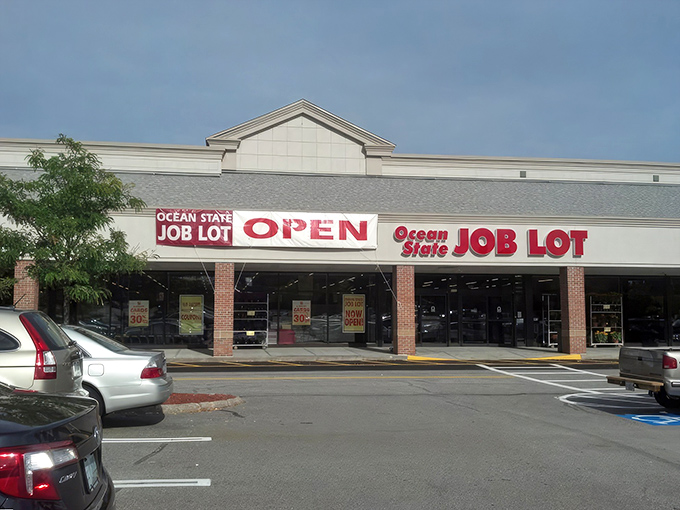 The retail equivalent of a treasure map where X marks the bargain – Ocean State Job Lot's welcoming storefront promises adventures in discount discovery.