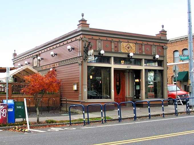 A sunset-kissed façade that promises Bavarian delights within. Portland's Mississippi neighborhood hides this German gem where pretzels reign supreme.