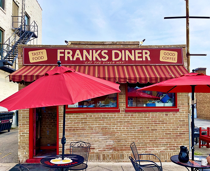 Frank's iconic brick exterior with its classic red awning isn't trying to be trendy—it's too busy being timeless. Wisconsin comfort at its finest.