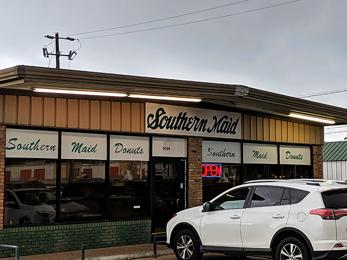 The unassuming brick facade of Southern Maid Donuts stands as a testament that greatness doesn't need flashy advertising—just decades of donut perfection.