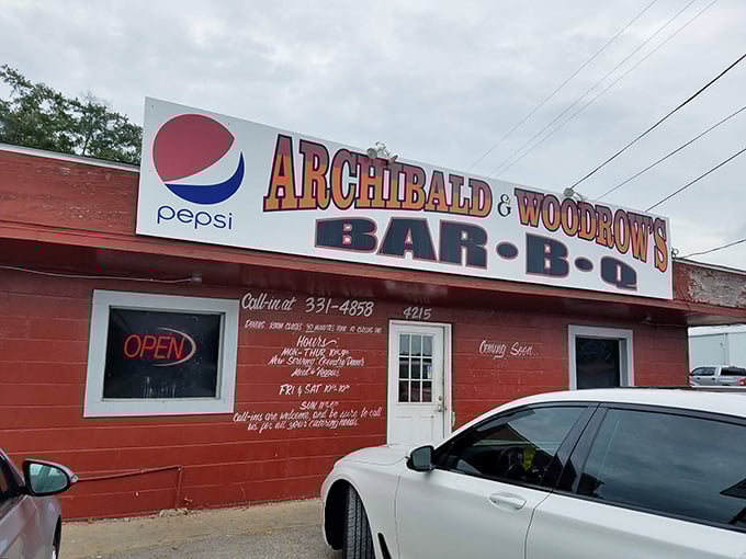 The brick-red exterior with its bold Pepsi-sponsored sign isn't trying to impress anyone—it's too busy perfecting what happens inside those humble walls.