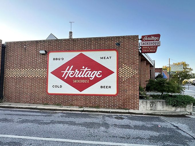 That iconic red diamond sign isn't just branding—it's a beacon of hope for the barbecue-deprived. "MEAT" and "BEER" might be the two most beautiful words in the English language.