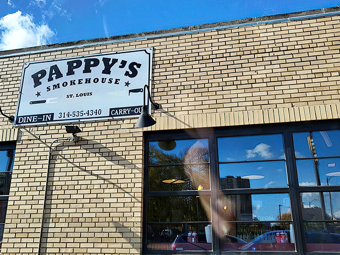 The iconic sign promises two things barbecue lovers crave most: slow-smoked Memphis-style goodness and the option to eat it there or take it home.