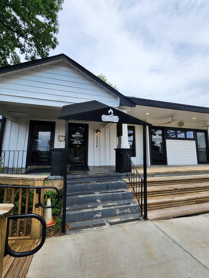 The unassuming white exterior of Wright's Barbecue in Johnson might fool you, but locals know—barbecue paradise rarely wears fancy clothes.
