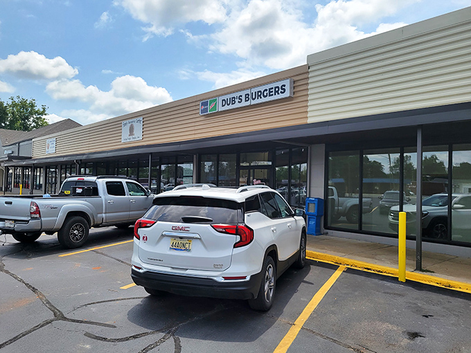Unassuming strip mall treasure proves once again that extraordinary culinary experiences often hide behind ordinary facades. Dub's Burgers awaits inside.
