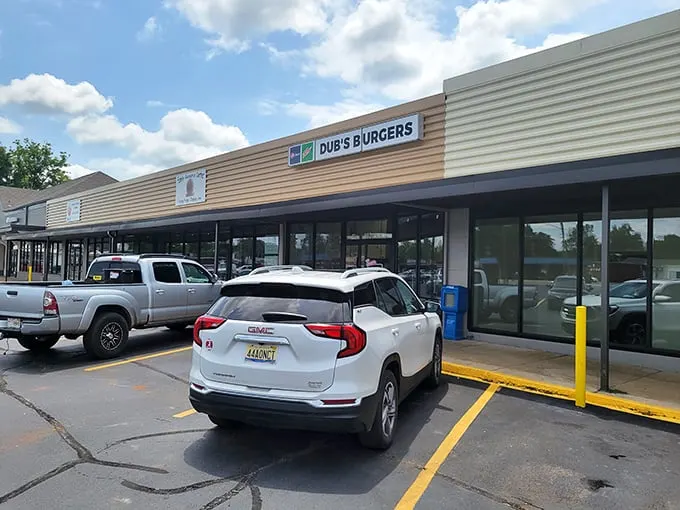 Unassuming strip mall treasure proves once again that extraordinary culinary experiences often hide behind ordinary facades. Dub's Burgers awaits inside.