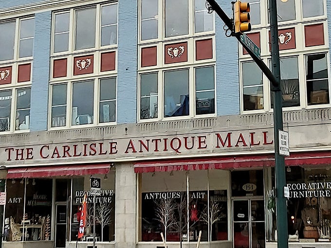 The striking blue façade of The Carlisle Antique Mall looks like the cover of a classic novel you can't wait to open.