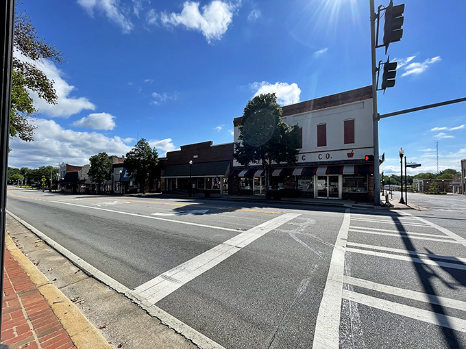 Brick facades with character to spare - downtown Sandersville feels like walking through a living postcard of small-town America.