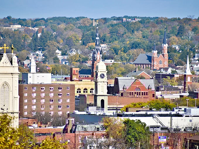 Dubuque's historic street isn't just preserved—it's alive! Brick buildings house modern businesses where locals actually shop, not museum pieces behind velvet ropes.