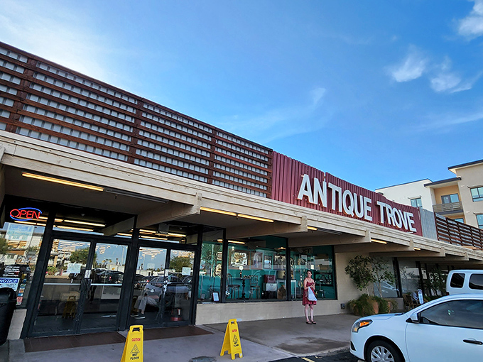 The unassuming exterior hides a wonderland of treasures within—like finding a portal to the past in a strip mall between your dry cleaner and favorite taco spot. 