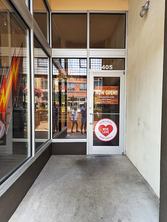 The storefront of Spark's Burger Co. promises what lies within—a burger experience worth crossing county lines for.