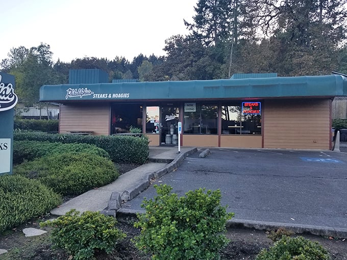 The unassuming exterior of Philadelphia's Steaks & Hoagies in West Linn might not stop traffic, but locals know this blue-awninged treasure is worth slamming on the brakes for.